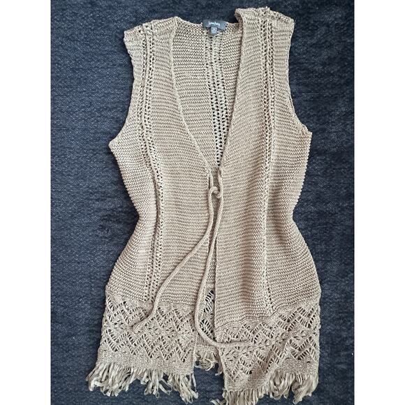 Neiman Marcus | Sweaters | Vintage Neiman Marcus Tan Knit Fringe Vest ...